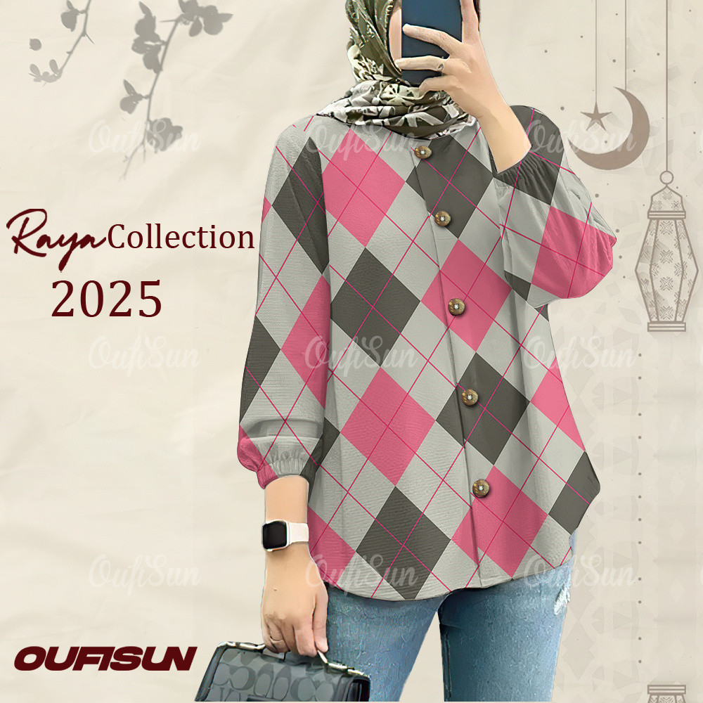 2025 Baju Muslimah Blouse Style vintage plaid for Women Shirt Baju ...