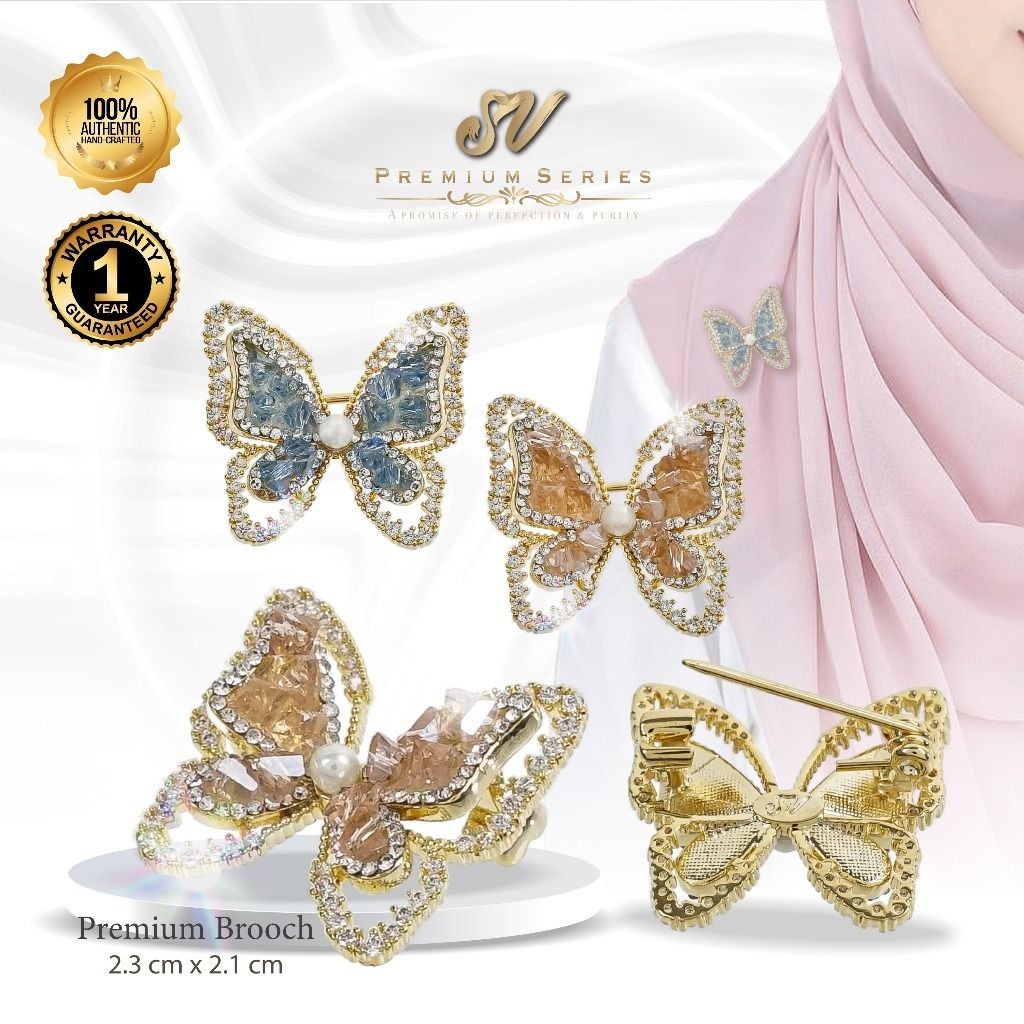 Sv Premium Austria Crystal Pin Tudung Rama Rama Mewah High Quality ...