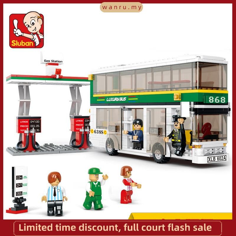 403PCS Sluban 0331 City Town School Green Safe Double-decker Bus ...