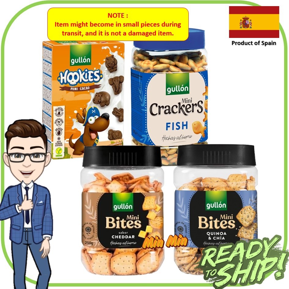 GULLON Mini Bites Cracker 250g | Fish Shapes Biscuit 350g |Hookies Mini ...