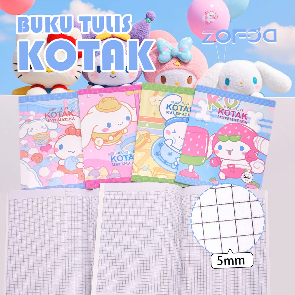 A5 36-Sheets Sanrio Cinnamoroll Notebook 5mm Grid Kawaii Cartoon Note ...