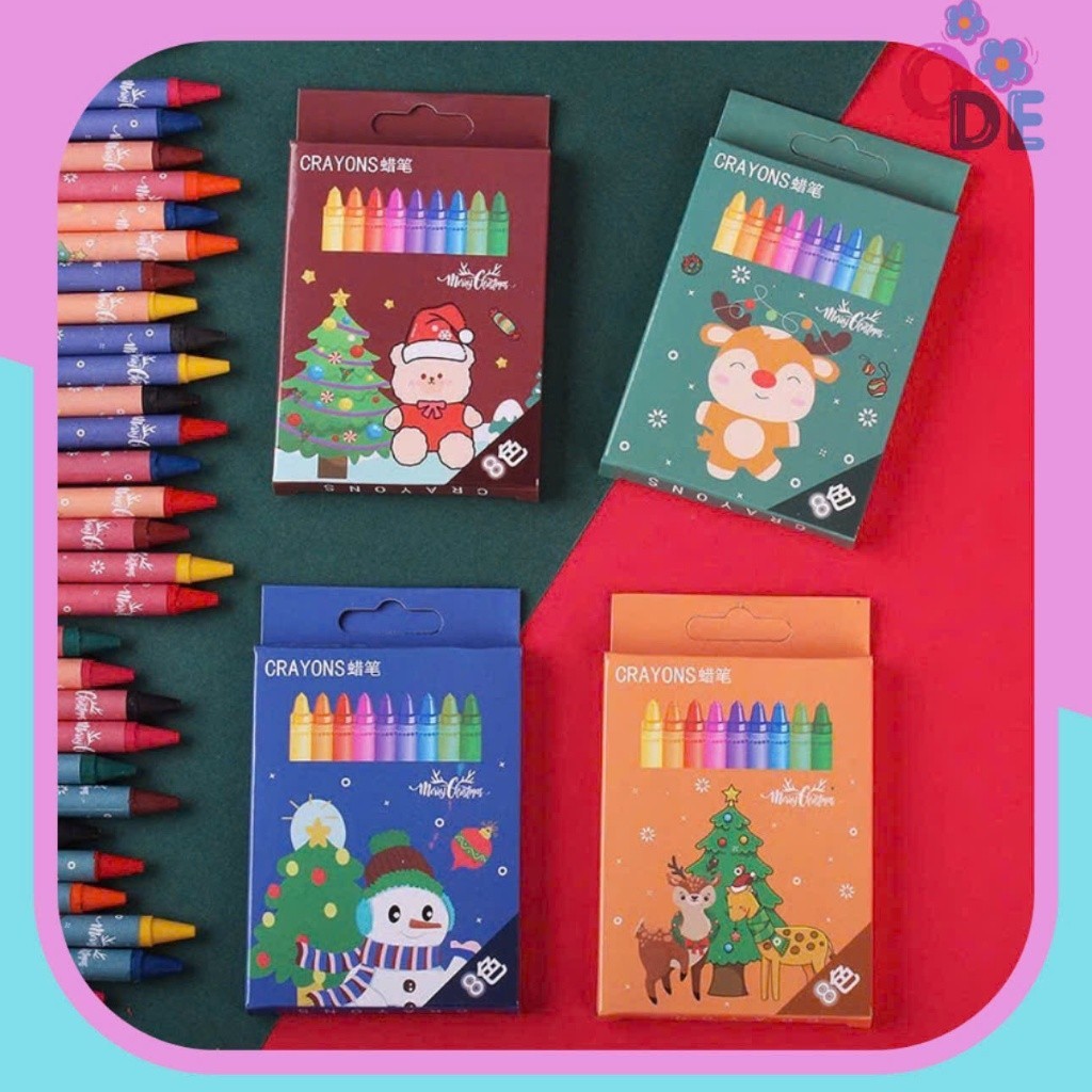 Set of 8,12 Colors of Christmas Crayons - Cute Christmas Patterns for ...