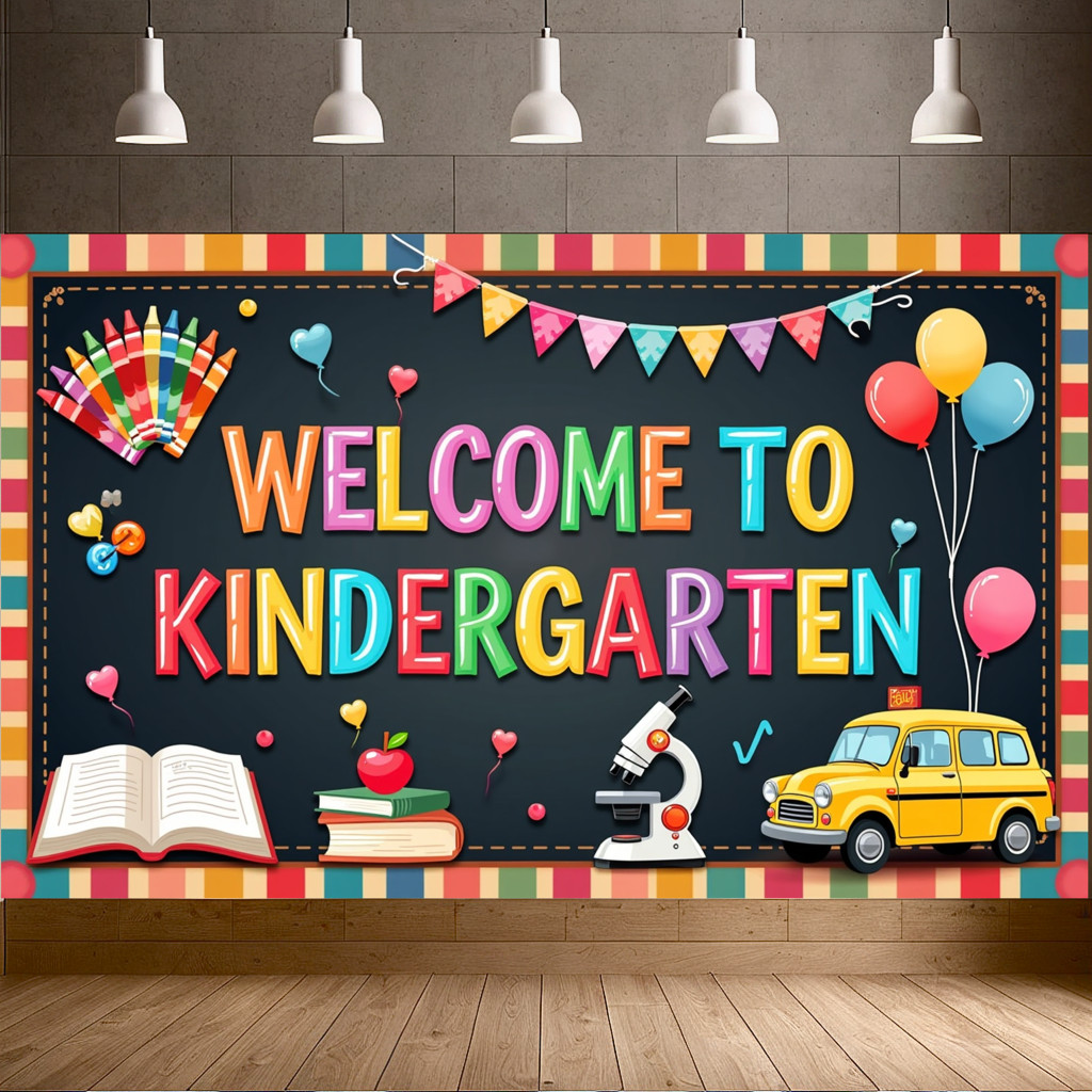 Welcome Sign Kindergarten Classroom Banner Colorful Fabric Durable ...