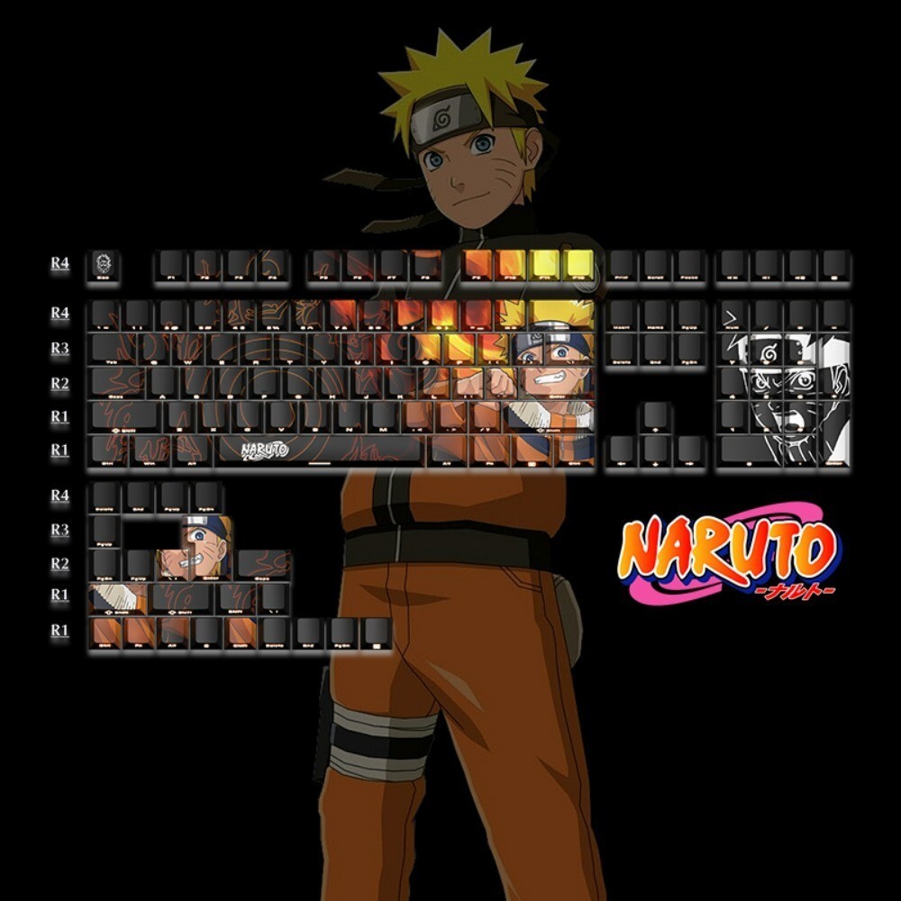 Uzumaki Naruto Keycap Cherry Profile 130 Keys PBT Letter Sideprinted ...