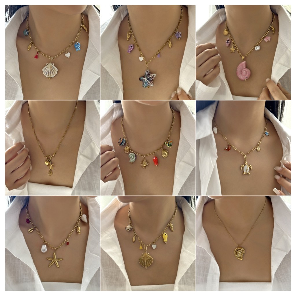 JUSHI Stainless Steel Shell Starfish Ocean Collection Necklace Fashion ...