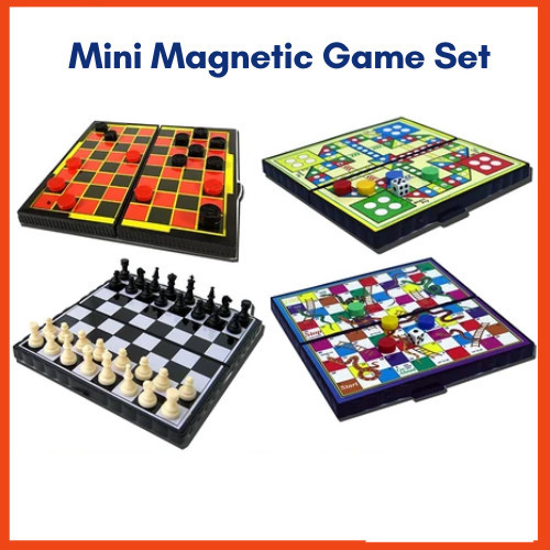 Chess/ Draughts/Snake/Aeroplane - Mini Pocket Magnetic Game Set ...