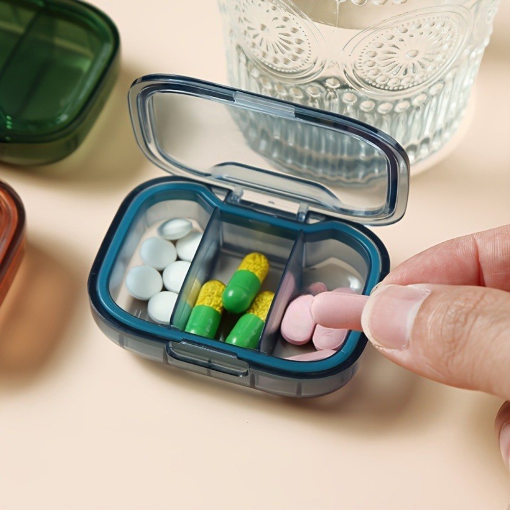 1Pc Mini Pill Storage Box - Ultra-Compact, 3-Grid, Dustproof Weekly ...