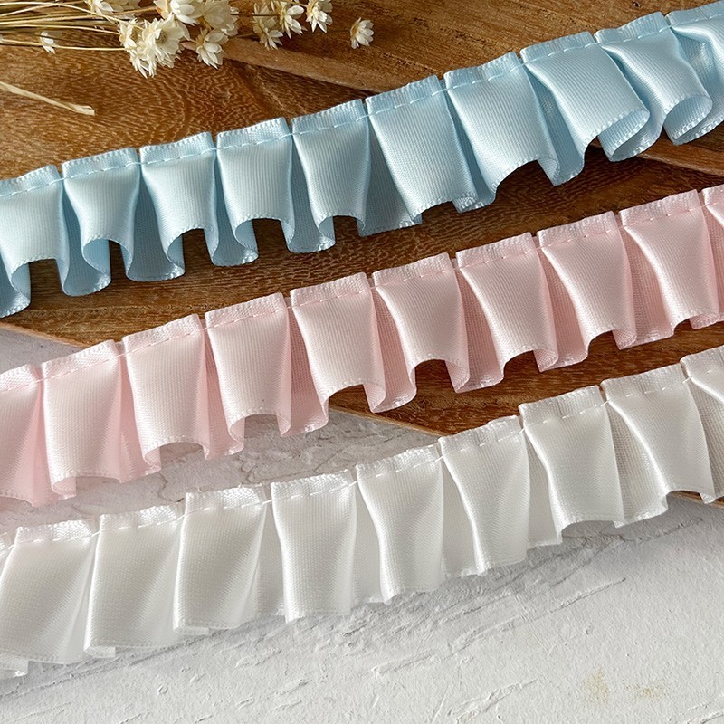 2.5cm*1yard Lace Ribbon Pleated Ruffles Clothes Diy Pink Lace Trim ...