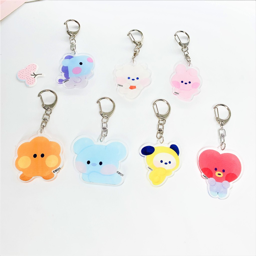 Bts bts bts BT21 Cartoon Transparent Acrylic Cartoon Cute Keychain ...