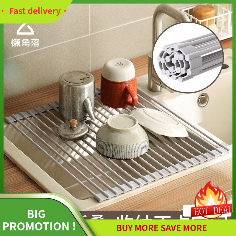 Lazy Corner Foldable Silicone Drain Rack Water Filter Roll Over Drain ...