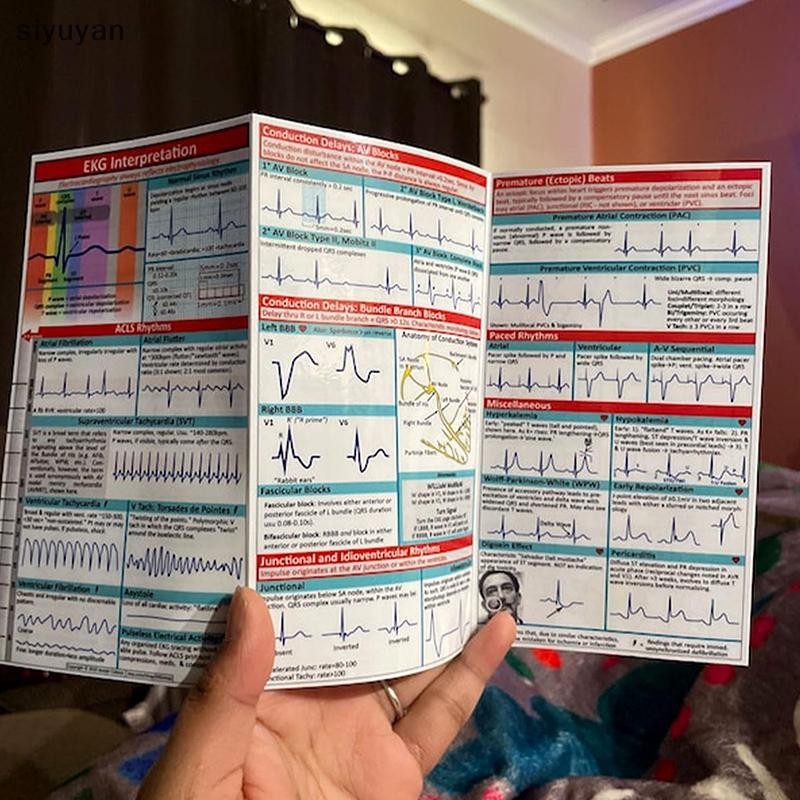 Si EKG Pocket Guide, EKG Rhythm Interpretation, Double Sidedpact Portable Reference Card, ECG ...