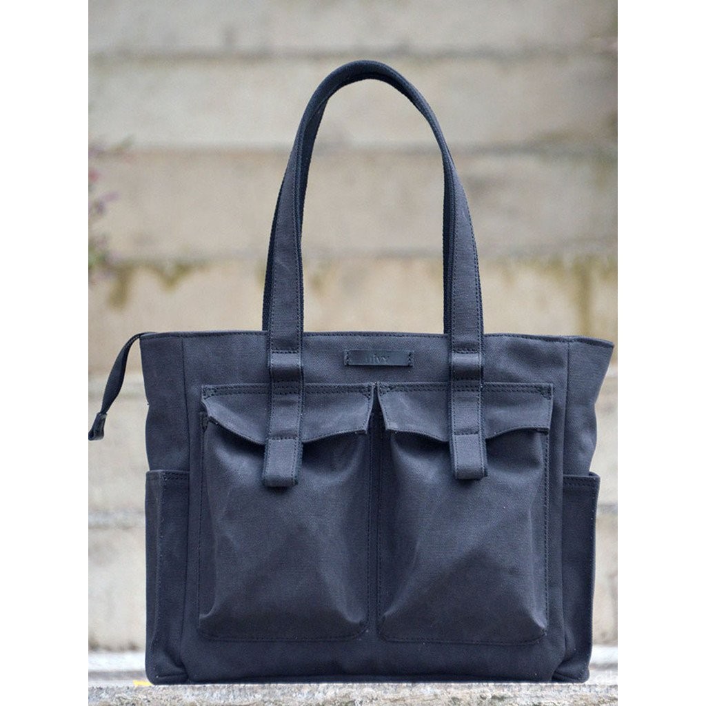 Beg Tote Kerja Fungsional Kanvas Tebal Tugas Berat Kelabu Gelap ...