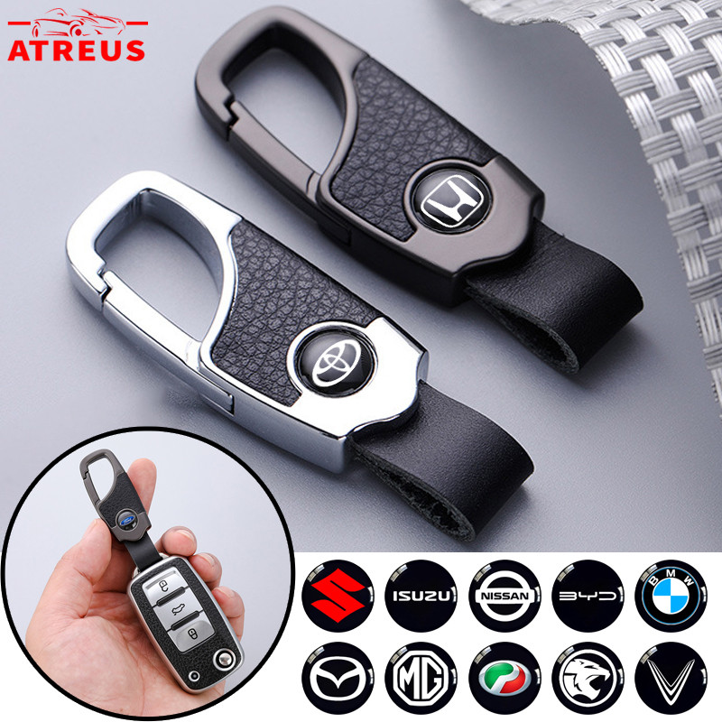 [Atreus] Car Logo Keychain Metal Leather Car Keychain Creative Key ...