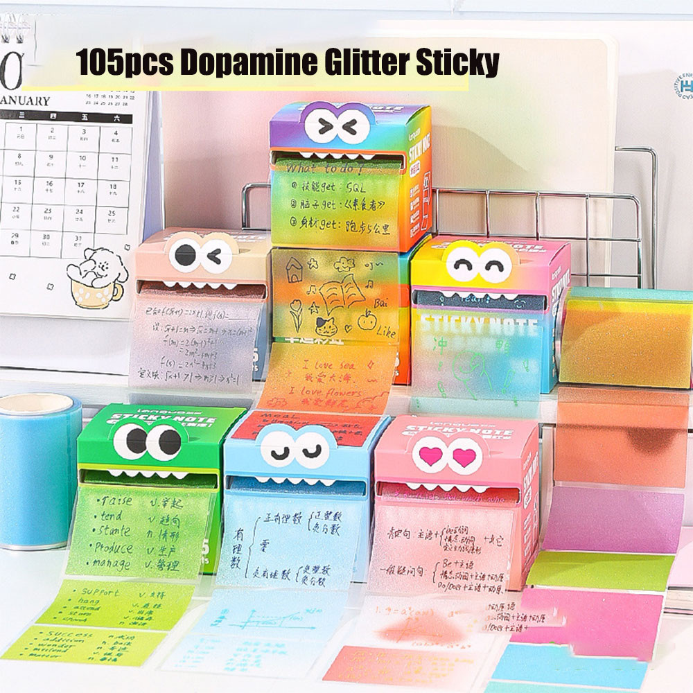 BL 105pcs Dopamine Color Pearlescent Sticky Notes Set Pull-out ...