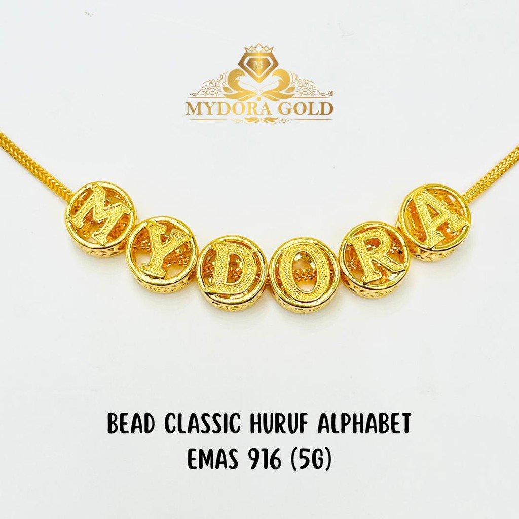 MYDORA Bead Classic Huruf Alphabet (5G) l EMAS 916/22K | Shopee Malaysia