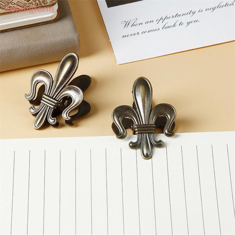 Tolongterm> Vintage Bronze Iris Flower Metal Binder Clip Notes Letter ...