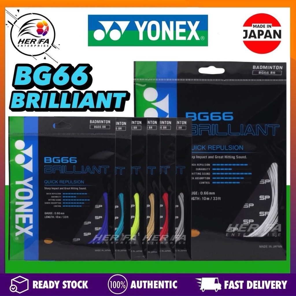 YONEX BG66 Brilliant Badminton String Quick Repulsion 100%ORIGINAL Made in Japan Tali Racket ...