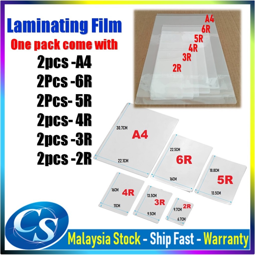 Laminate Laminator 2R 3R 4R 5R 6R A4 Laminating Film Pouches Pouch 55mic | Shopee Malaysia