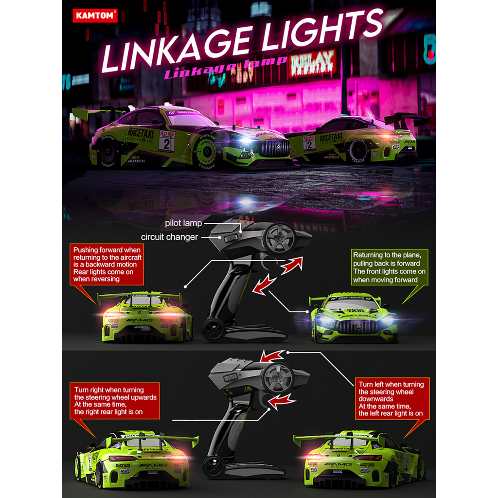 KAMTOM 1/16 RC Car Brushed 30KM/H Drift Racing 2.4GHz 4WD Remote ...