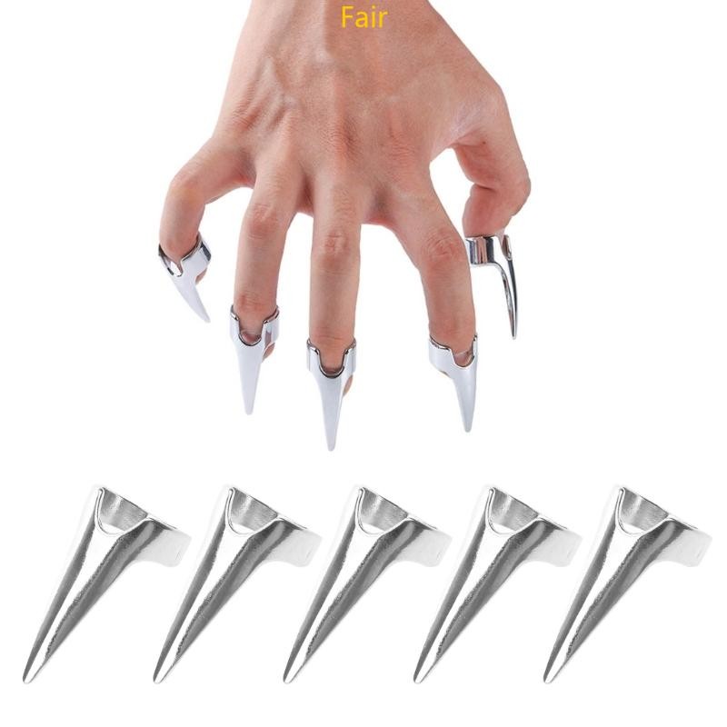 Fair 5-Pieces Punk Rock Gothic Nail Claws Ring Metal Hair Separation ...
