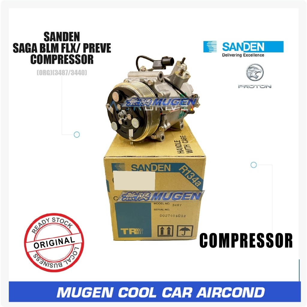 MGC SANDEN ORIGINAL SAGA BLM FLX/ PREVE COMPRESSOR 3440/ 3487 | Shopee ...