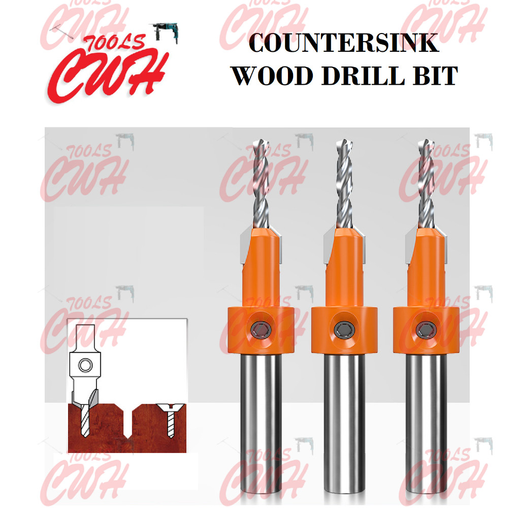 PRC WOOD COUNTERSINK COUNTERBORE DRILL BIT MATA GERUDI KAYU PLYWOOD ...