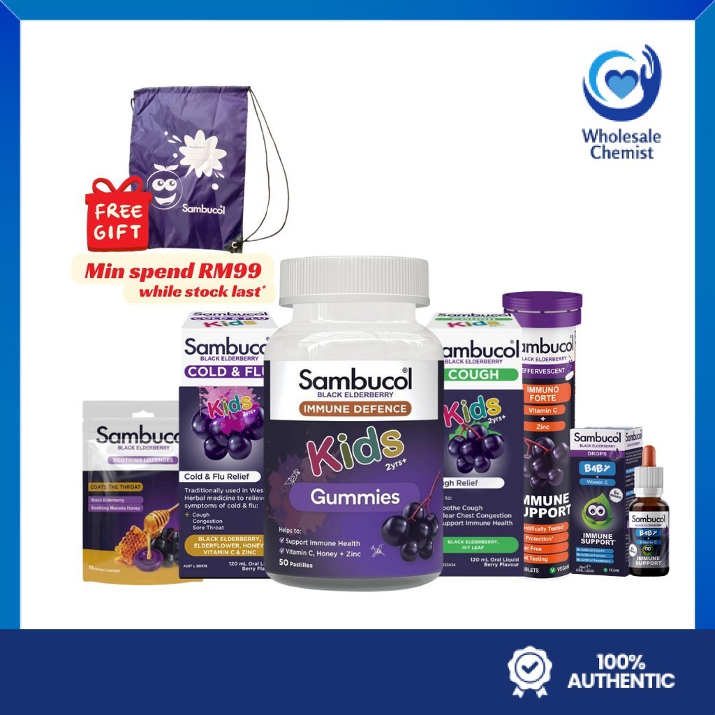 Sambucol Kids Immunity Gummies (50 Gummies)/Baby Drops (20ml) /Cold ...