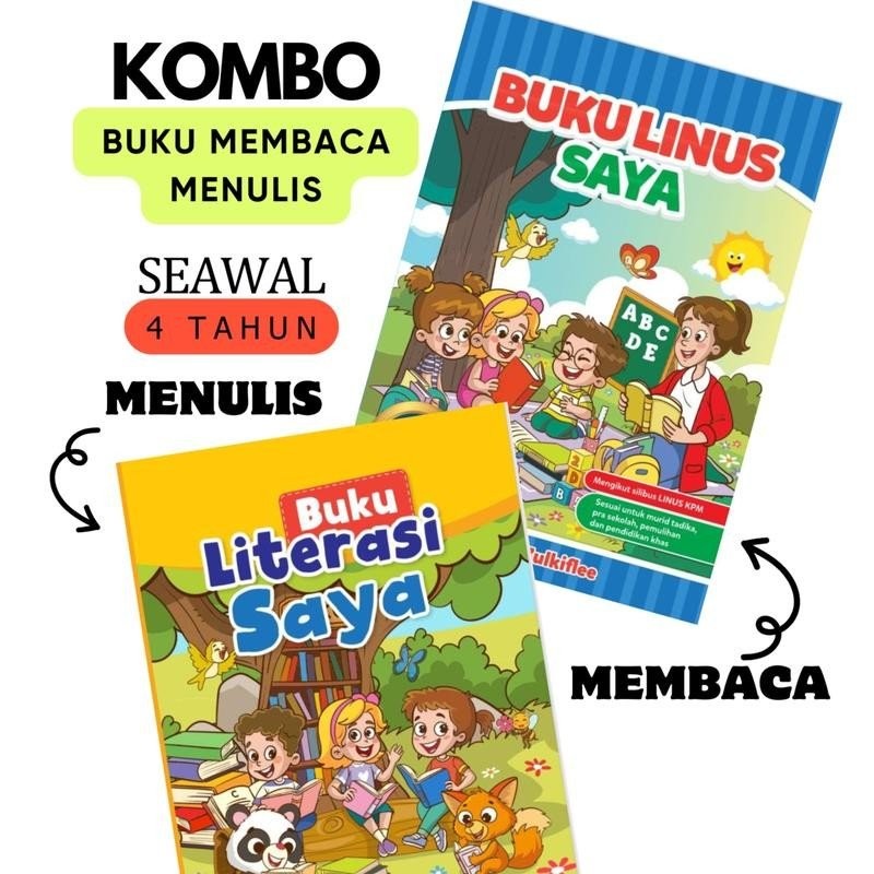 Kombo 2 Buku | Linus (Membaca) dan Literasi (Menulis) untuk Anak Pra ...