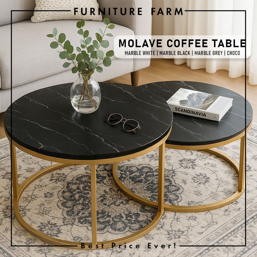 F&F: Molave Marble Texture Coffee Table/Meja Kopi Bulat/ meja bulat ...