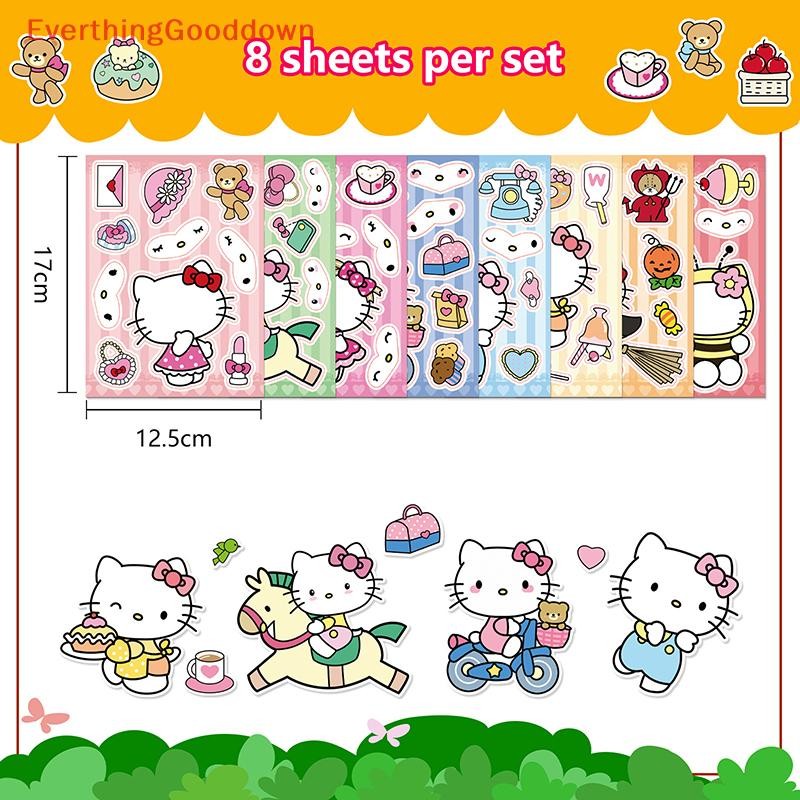 Ed 8 Sheets Assemble Jigsaw Sticker Cute Sanrio KT Cat Puzzle Stickers ...