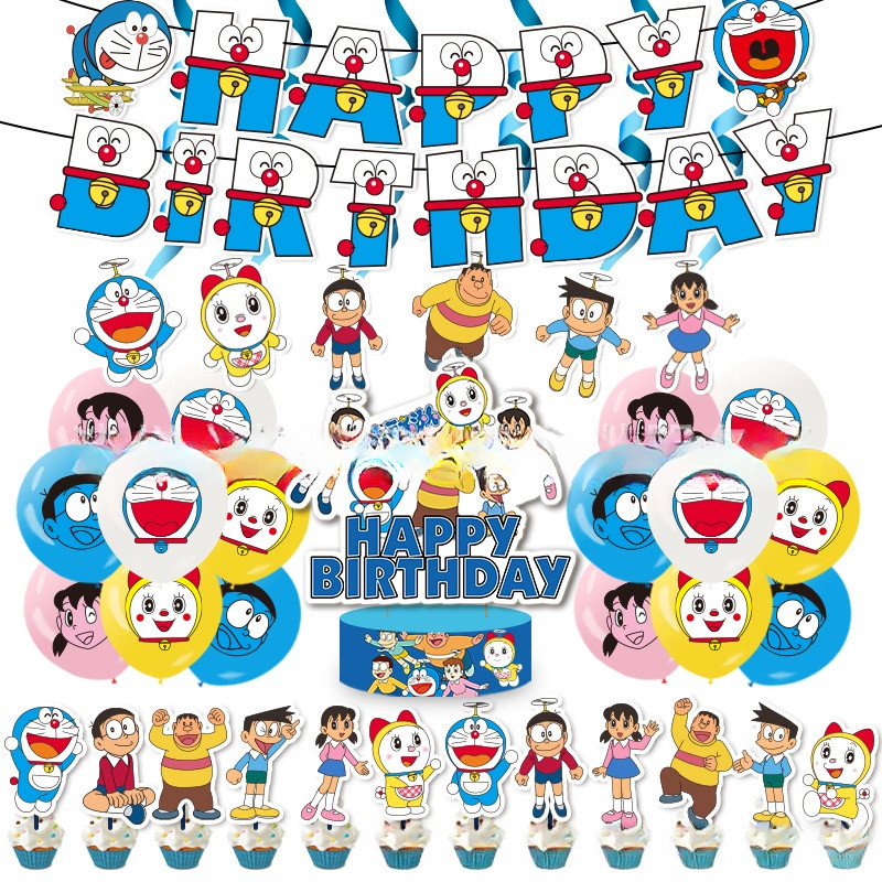 Doraemon Children's birthday party decoration supplies, tablecloths ...