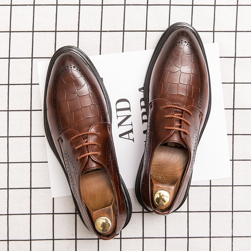 SK4 Man shoes business shoes full leather dress shoes black genuine ...