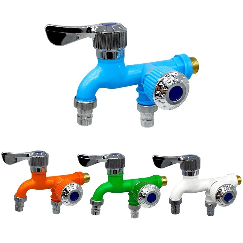 1/2" Universal Interface Faucet Double Outlet Dual Control Water Tap ...