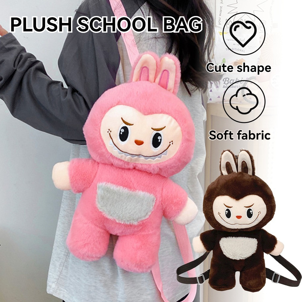 Labubu Student Bag Soft Lovely Plush Backpack Creative Fluffy Style ...