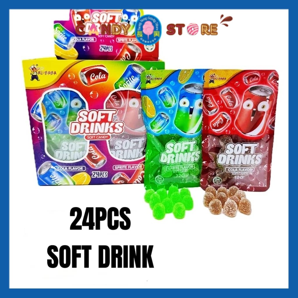 24pcs (ALIBABA) Soft Drinks Soft Candy (Cola / Sprite Flavour) HALAL ...
