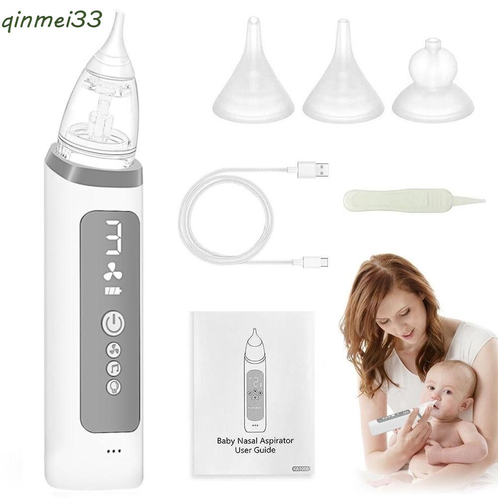 QINMEI Electric Nose Suction, 3 Levels Adjustable White Baby Nasal ...