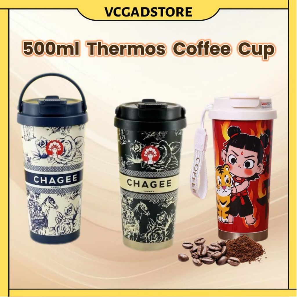 500ml CHAGEE NEZHA Termos Cawan Stainless Steel Thermos Tumbler Cup Office Coffee Cup Mug Keep ...