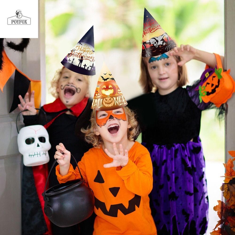POYFOX Halloween Paper Hat, Castle Pumpkin Party Hat, Funny Paper Ghost ...