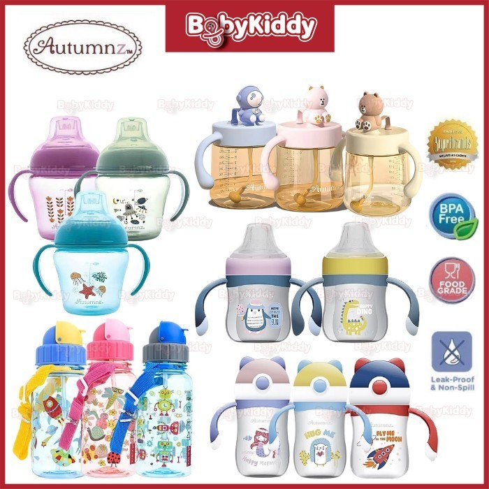 Autumnz Tritan Sippy Cup with Handle Soft Silicone Spout & Weighted ...