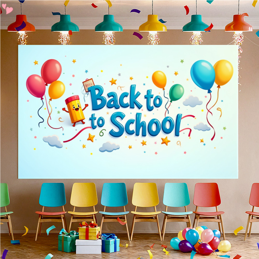 Back To School Backdrop, 70.8x43.3 Inches Hanging Banner Decorations ...