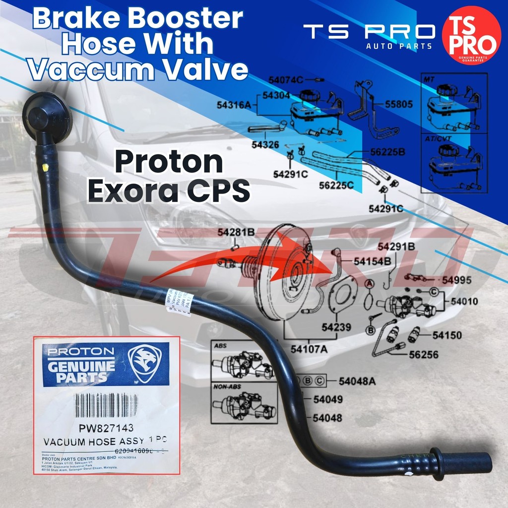 Proton Exora CPS Genuine Brake Booster Hose With Vaccum Valve PW827143 ...