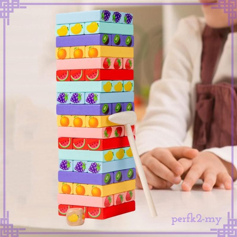 [PerfkfcMY] 54Pcs Wooden Stacking Games Building Blocks Interactive ...