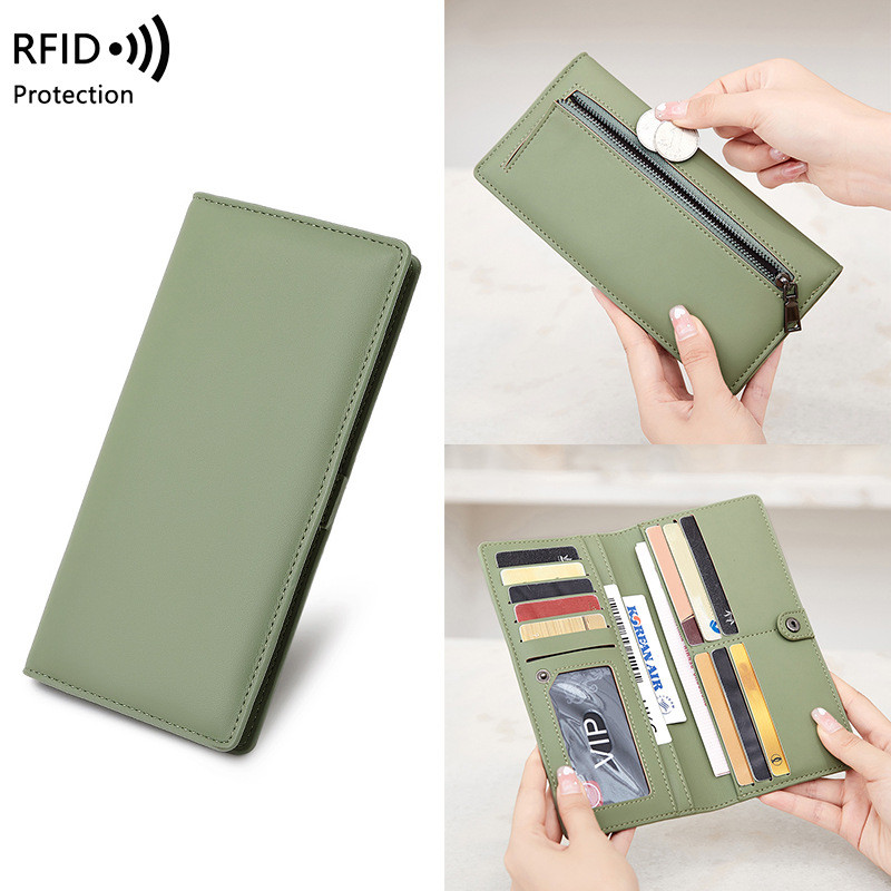 2025 NEW Solid color RFID female minimalist ultra-thin PU long wallet ...