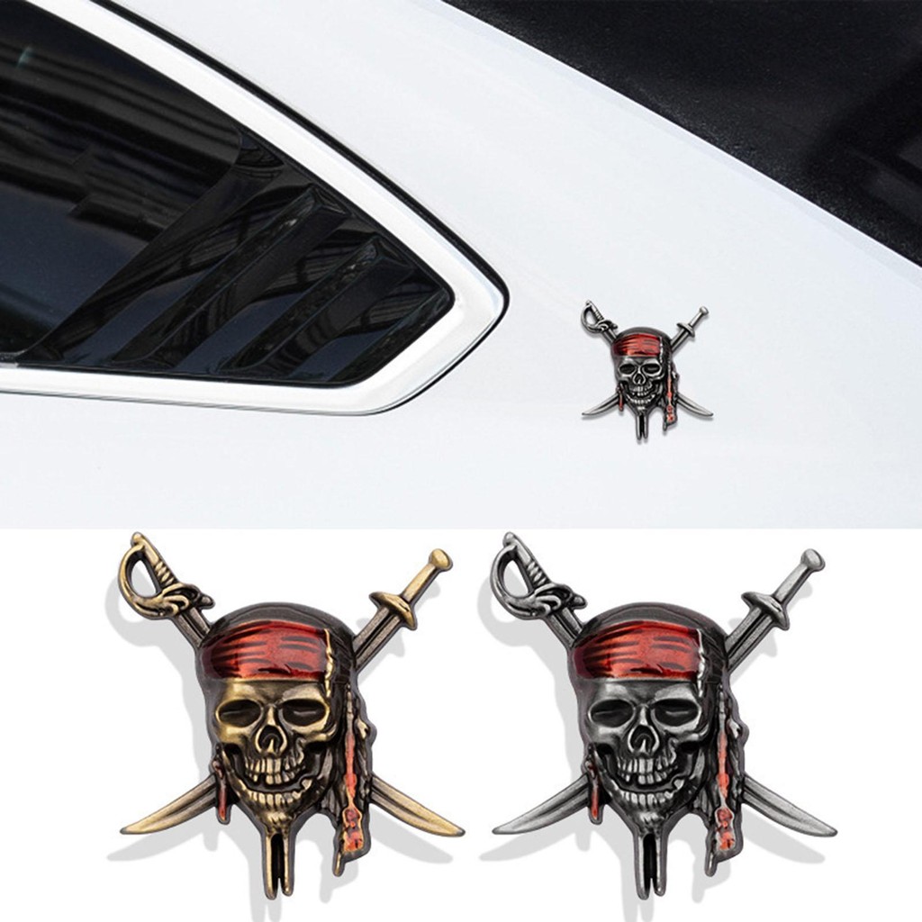 3D Pirate Metal Stickers Skull Car Stickers Car Body Decorative ...