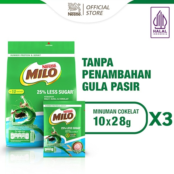 Nestle MILO Less Sugar Low Sugar Chocolate Milk contains Sachet 30 x ...