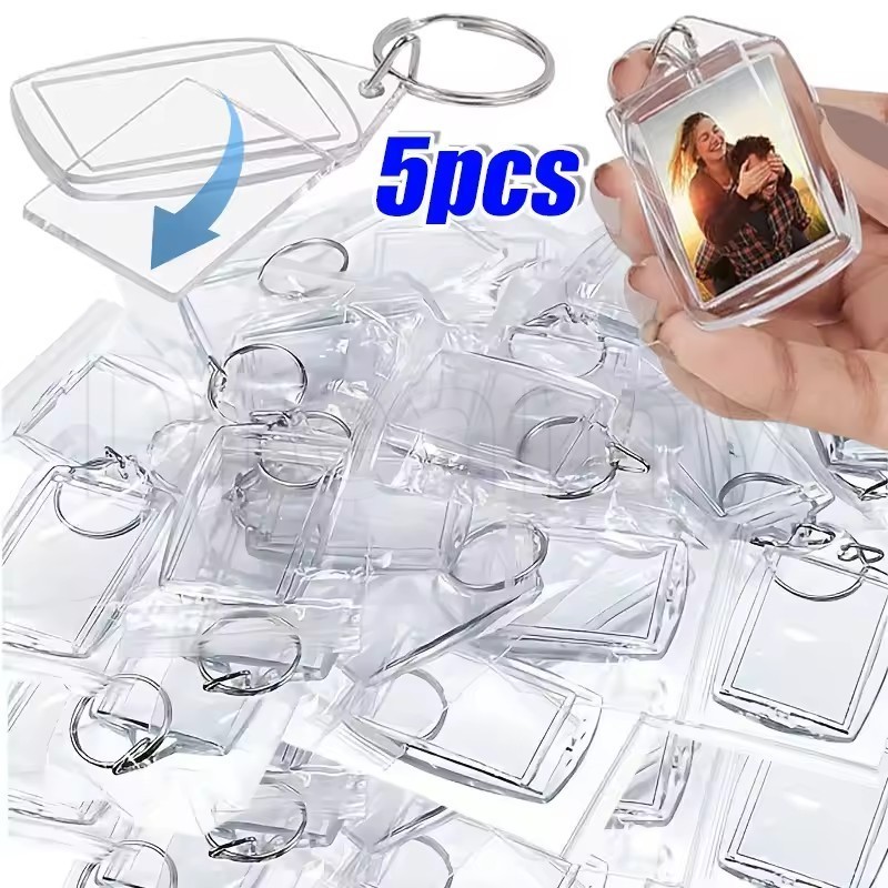 5Pcs Blank Photo Frame Keychain - Insert Split Key Pendant - DIY ...