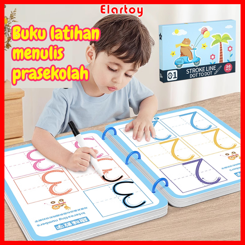 Buku latihan menulis pra sekolah Training Coloring Book Erasable ...