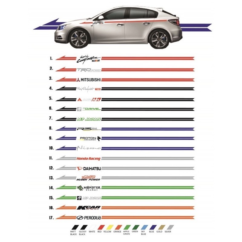 (Ready Stock) S356# Universal Car Side Body Lining Sticker / Decal ...