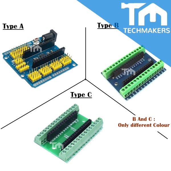 Arduino Nano I/O Pin Expansion Terminal Adapter Block Screw Shield V1.0 ...