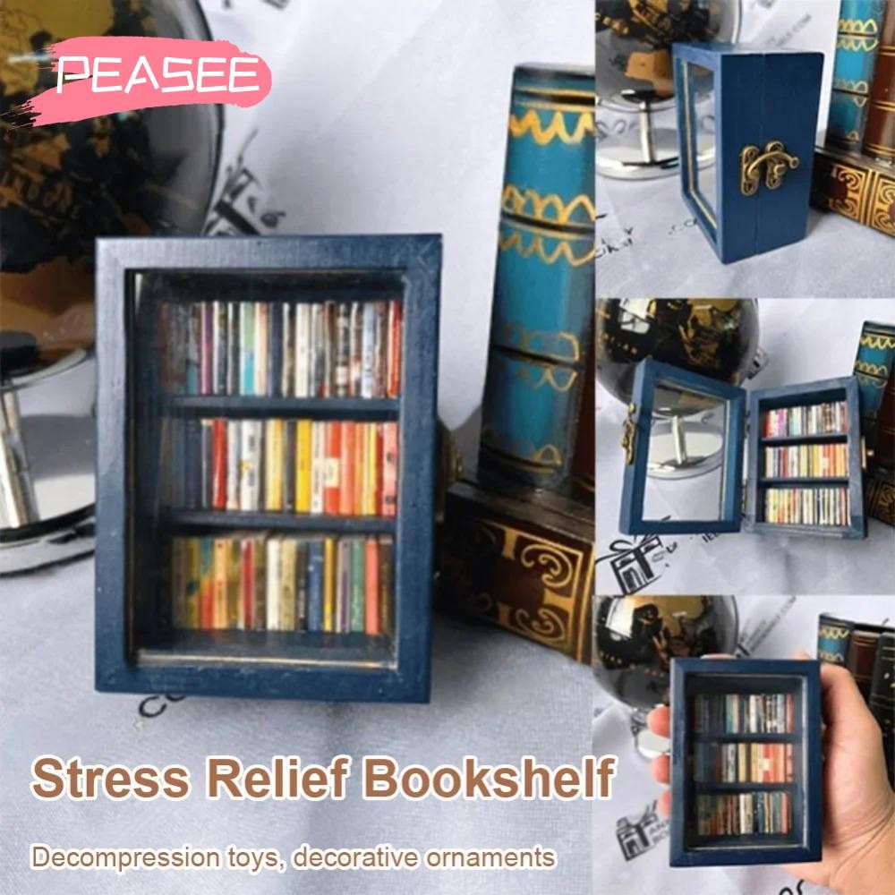 [PEASEE] Pocket Anxiety Bookshelf, Desktop Ornament Wooden Pocket ...